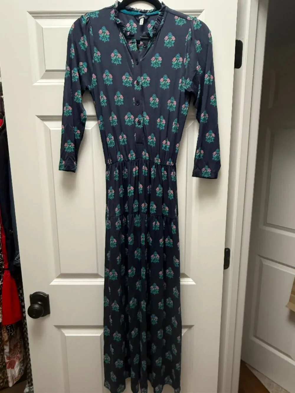 Joules | Dresses | Joules Maxi Dress Size 2 Navy With Bluepink Flowers ...
